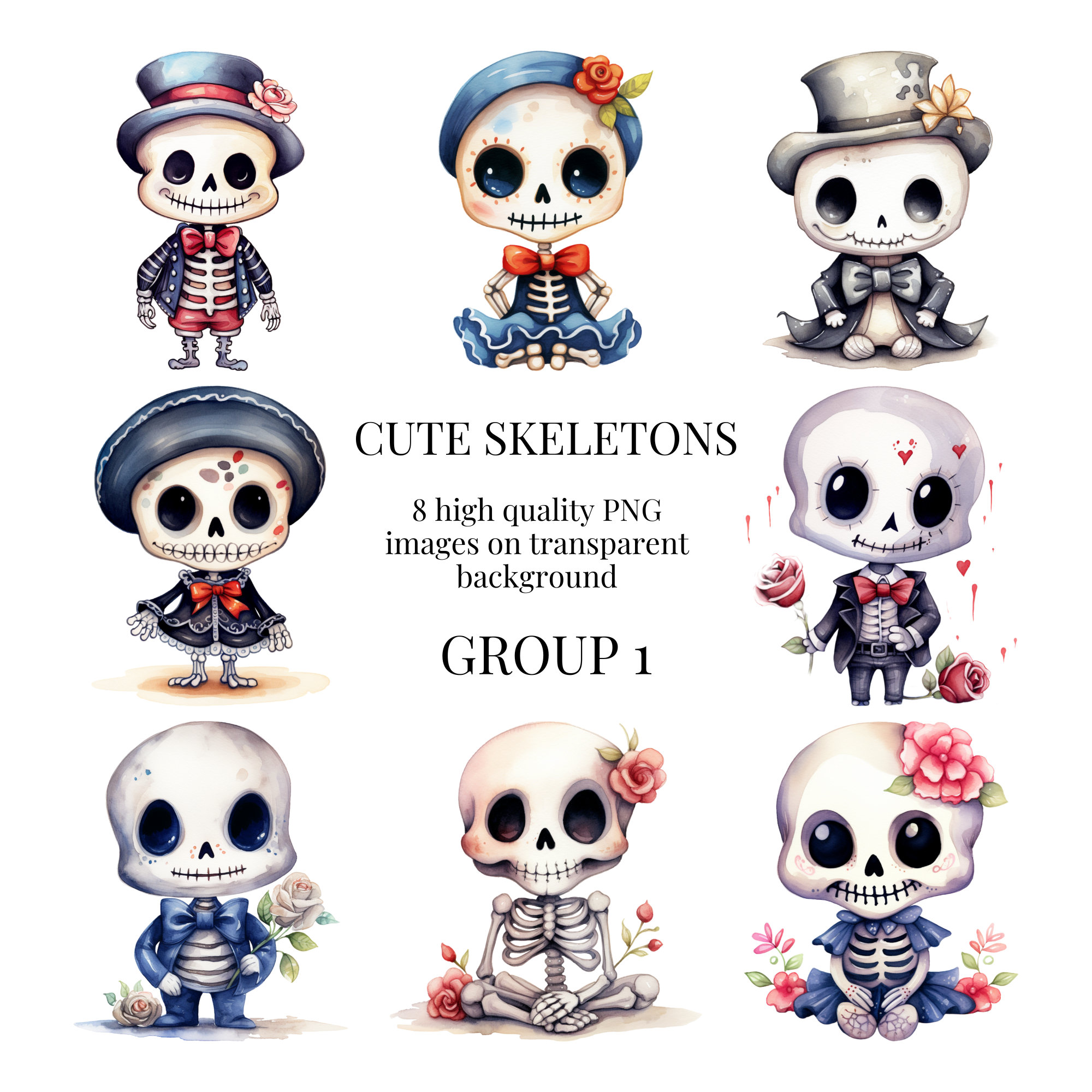 Cute Skeleton Clipart Transparent PNG High-quality - Etsy