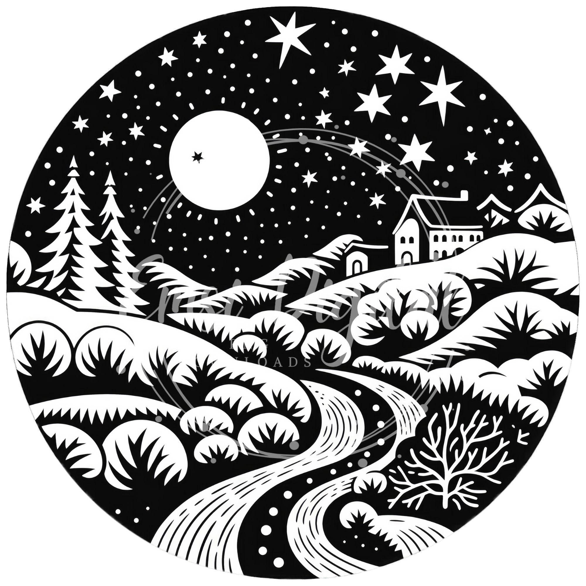 Winter Scene Clipart | Transparent PNG | High-quality Watercolor ...