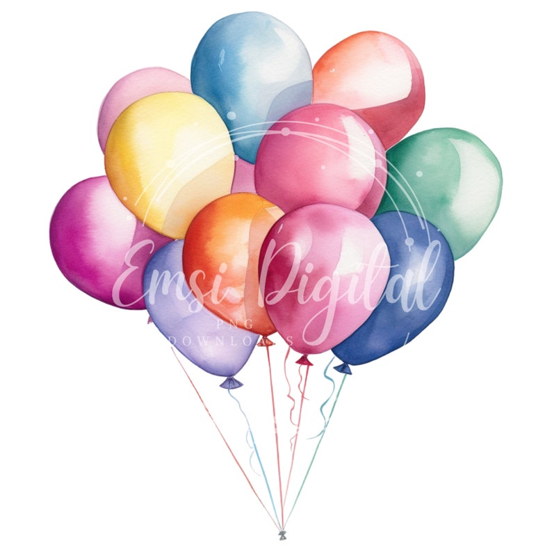Balloon Clipart High-quality Transparent PNG Watercolor - Etsy