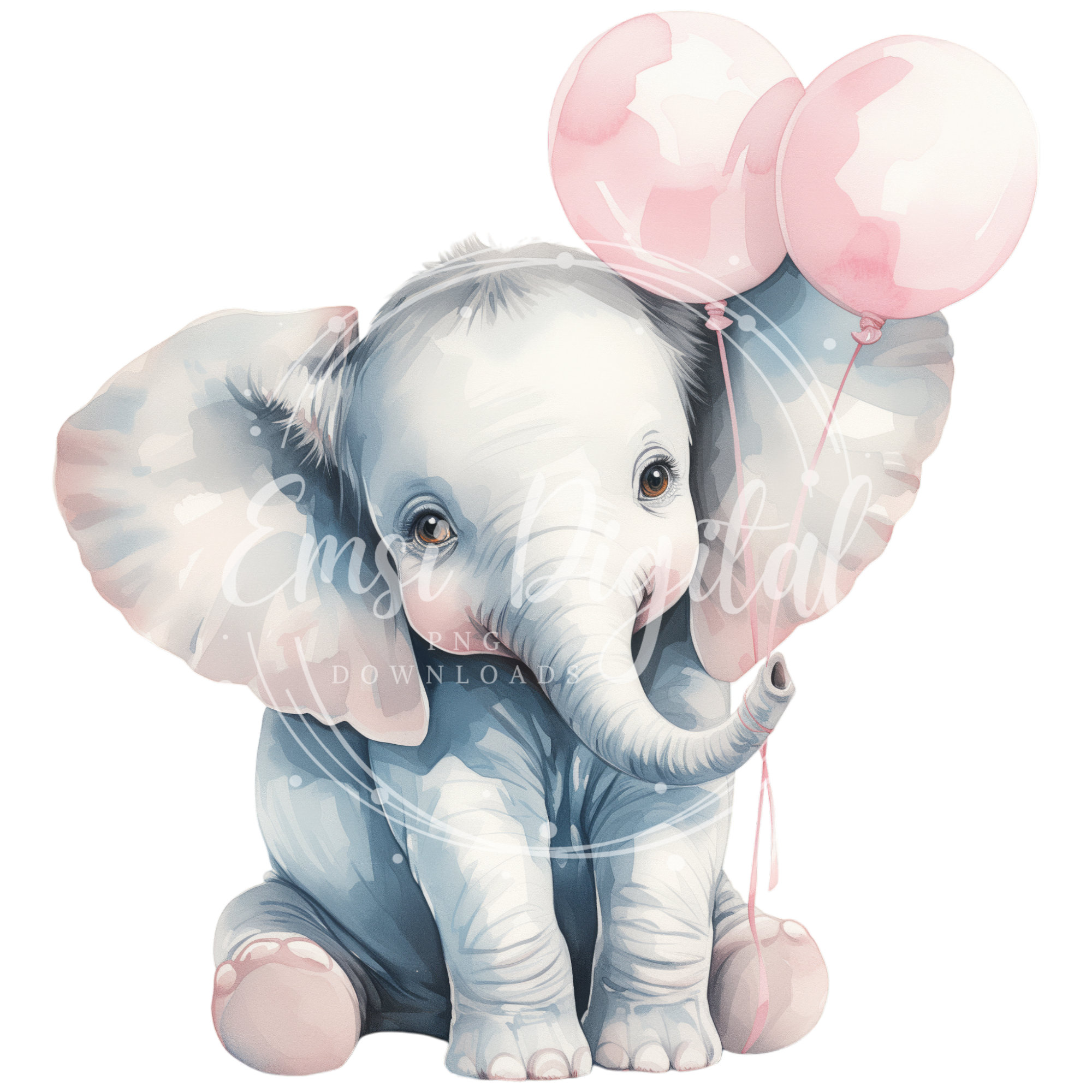 Baby Girl Elephant Clipart High-quality Transparent PNG Watercolor ...