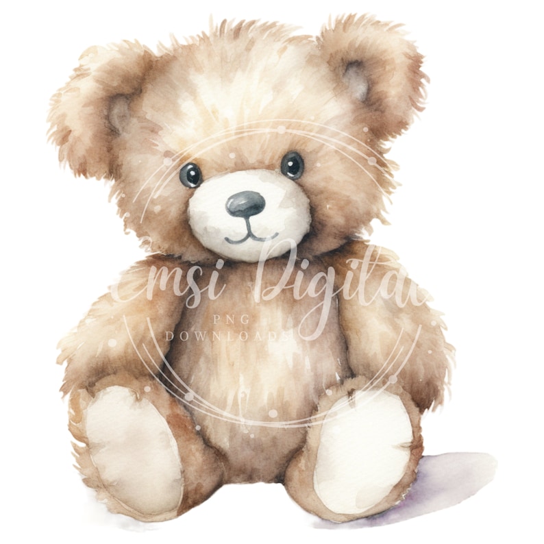 Teddy Bear Clipart High-quality Transparent PNG Watercolor - Etsy