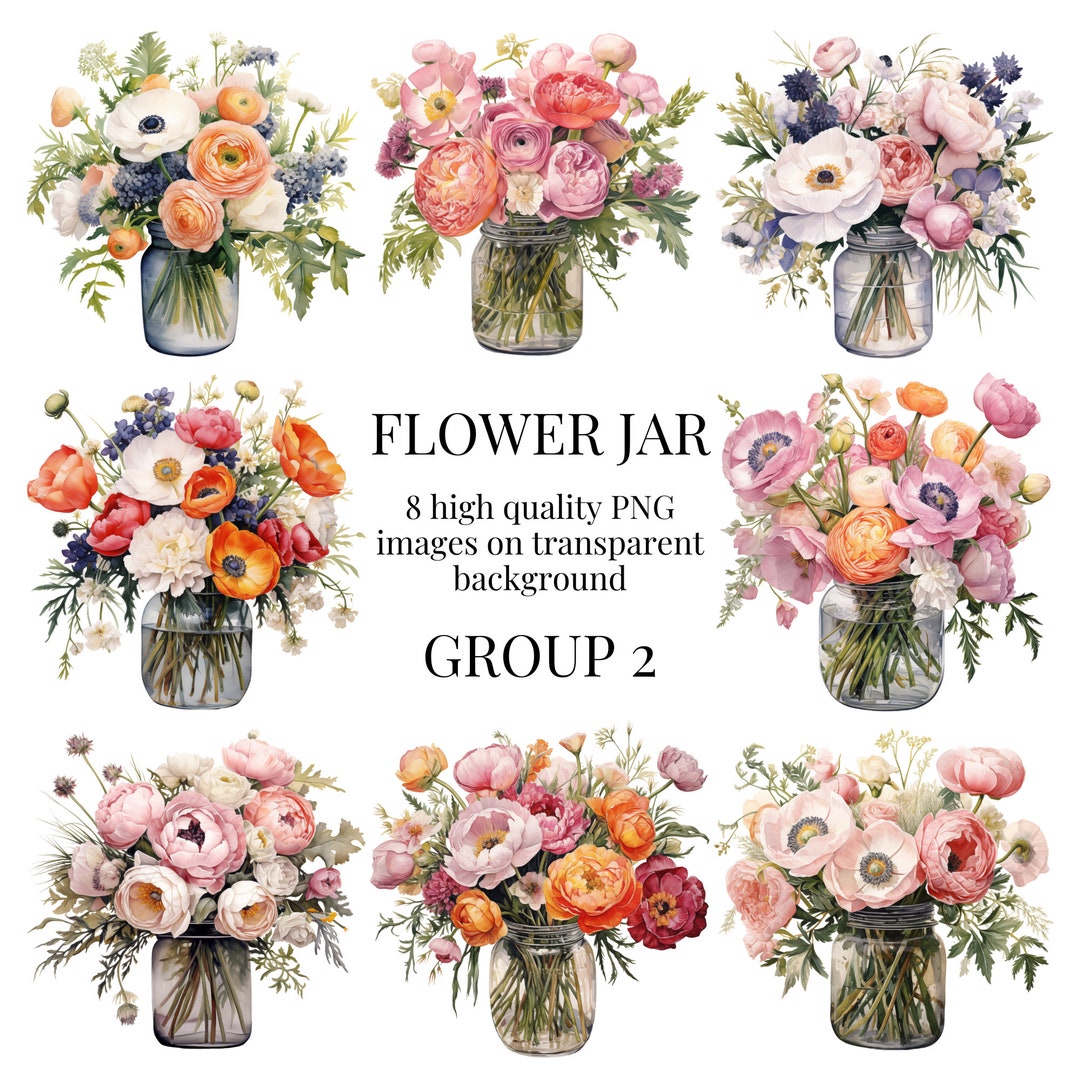Flower Jar Clipart | Transparent PNG | High-quality Watercolor ...
