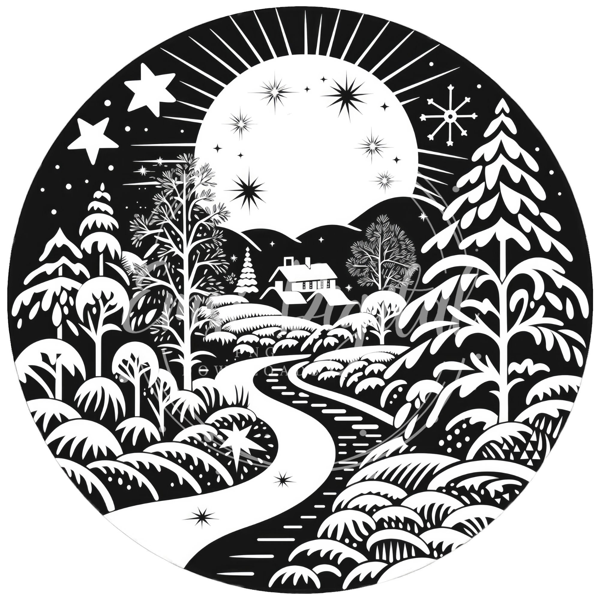 Winter Scene Clipart | Transparent PNG | High-quality Watercolor ...