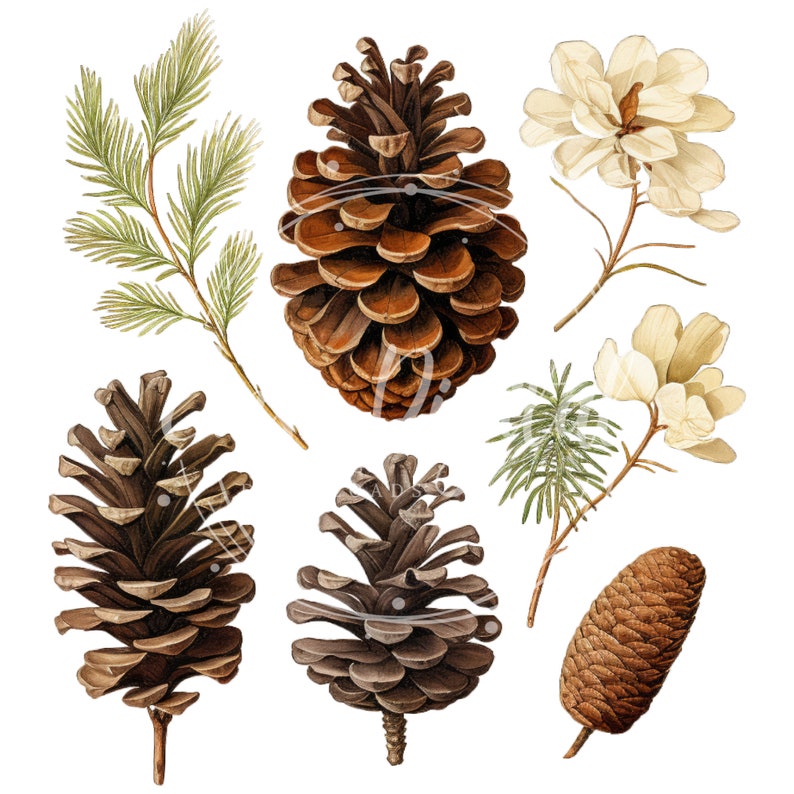 Botanical Pine Cones Clipart | High-quality Transparent PNG ...