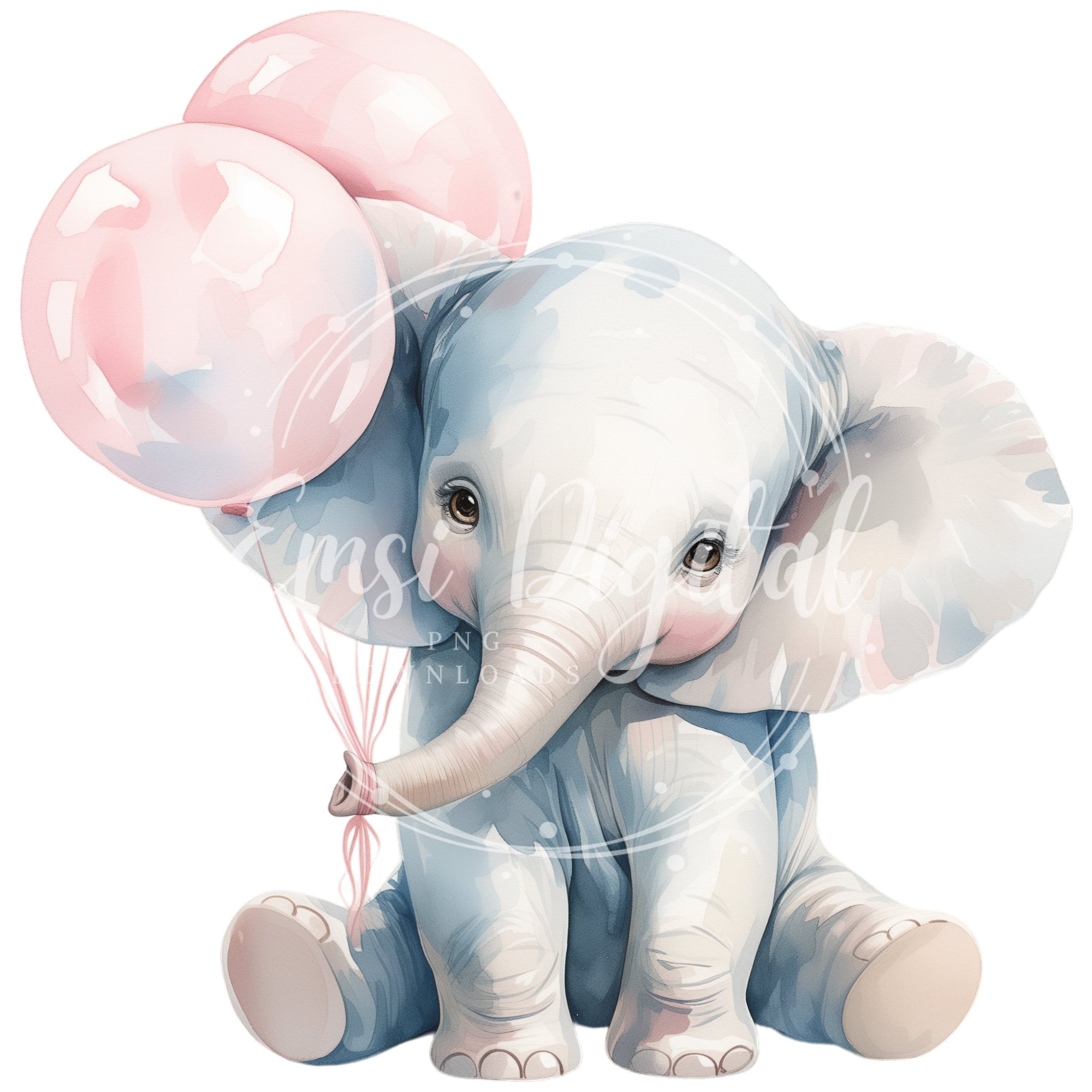 Baby Girl Elephant Clipart High-quality Transparent PNG Watercolor ...