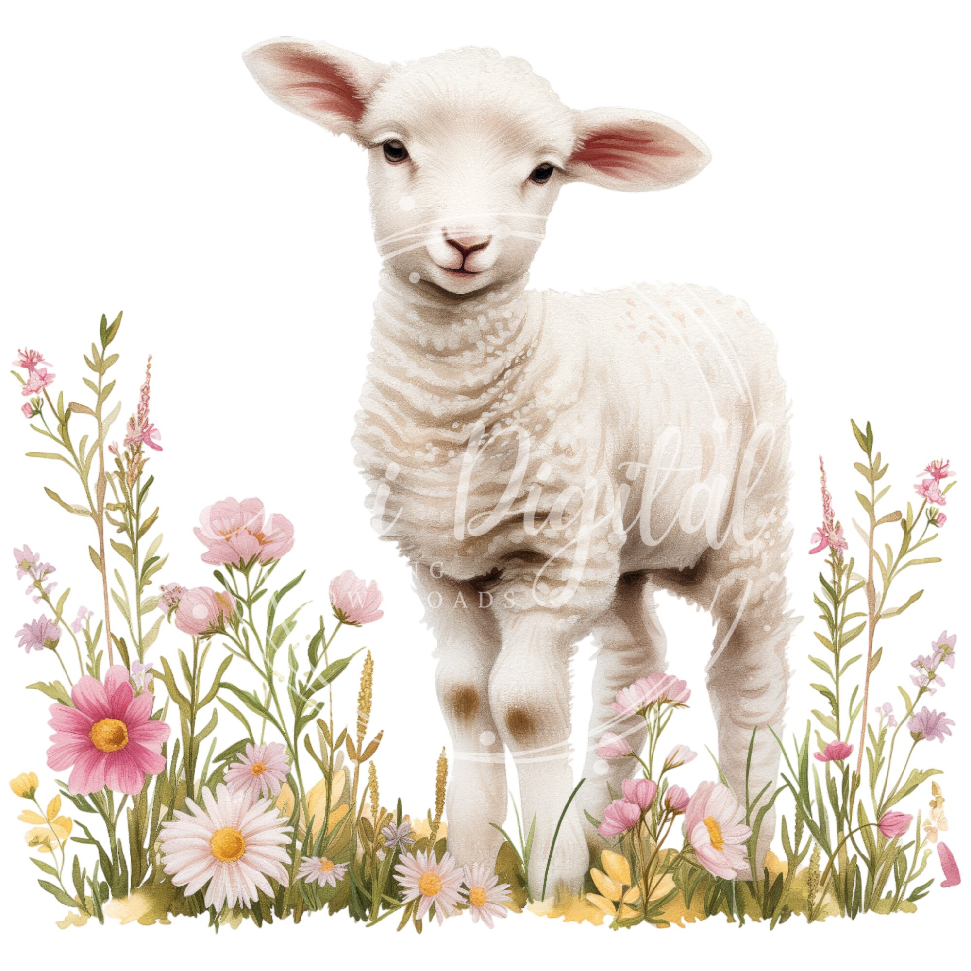 Floral Lamb Clipart High-quality Transparent PNG Watercolor Sheep ...