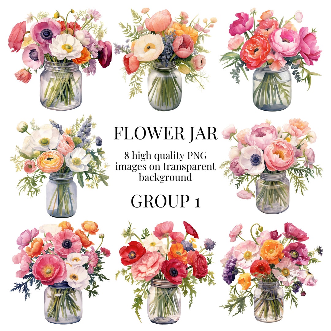 Flower Jar Clipart | Transparent PNG | High-quality Watercolor ...
