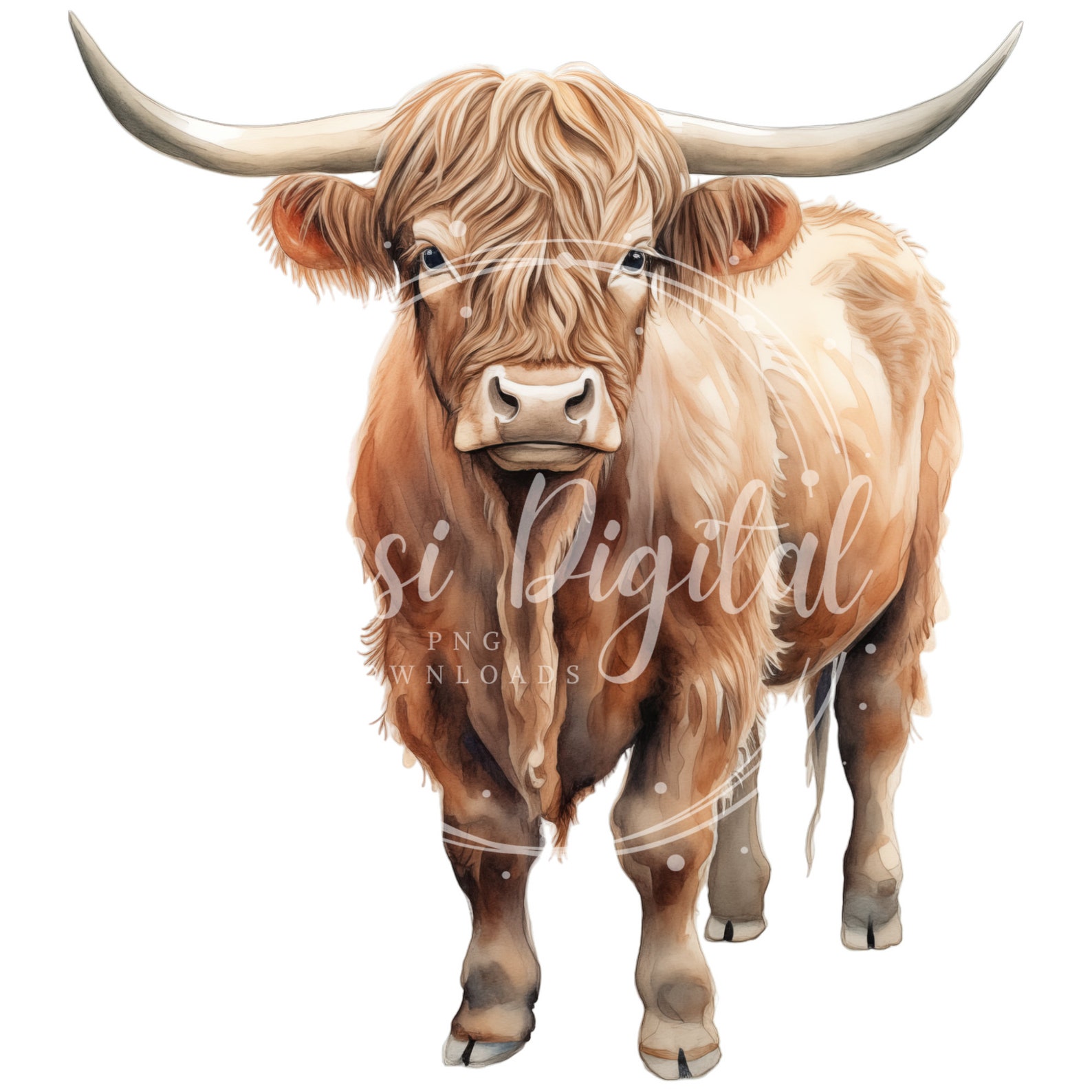 Highland Cattle Clipart | High-quality Transparent PNG | Watercolor Cow ...