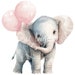 Baby Girl Elephant Clipart | High-quality Transparent PNG | Watercolor ...