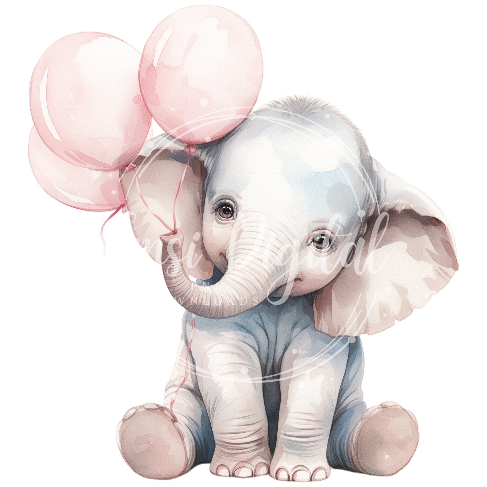 Baby Girl Elephant Clipart High-quality Transparent PNG Watercolor ...