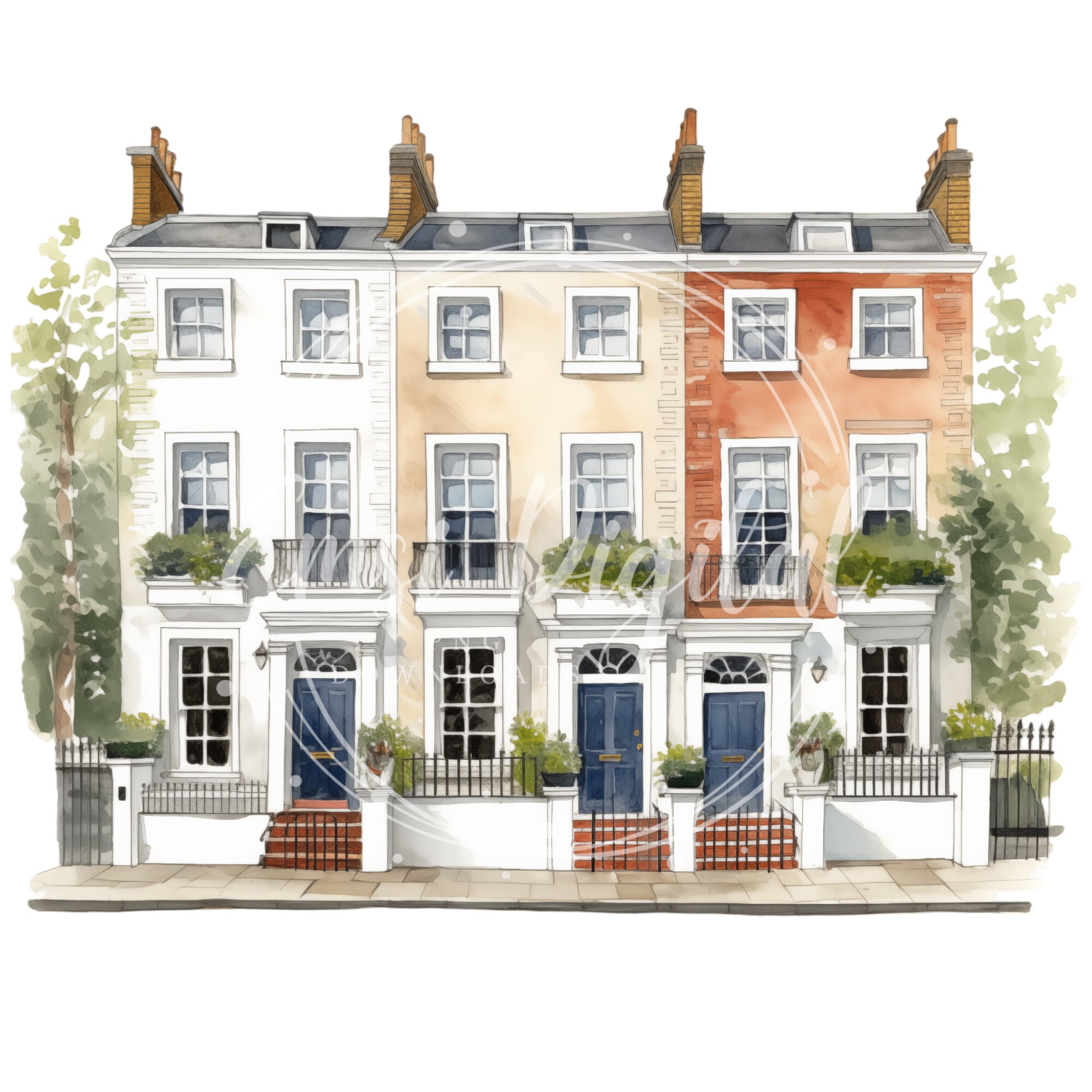 London Town House Clipart High-quality Transparent PNG Watercolor ...