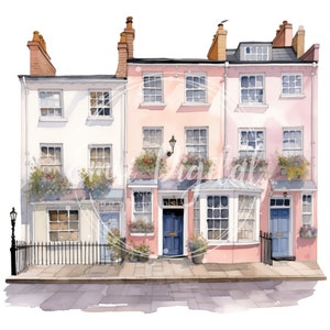 London Town House Clipart | High-quality Transparent PNG | Watercolor ...