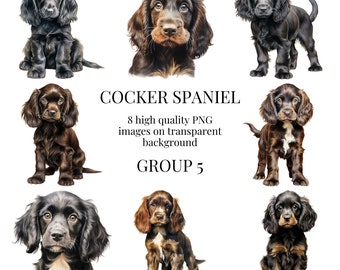 Cocker Spaniel Puppy Clipart 10 High-quality Jpgs Watercolor ...