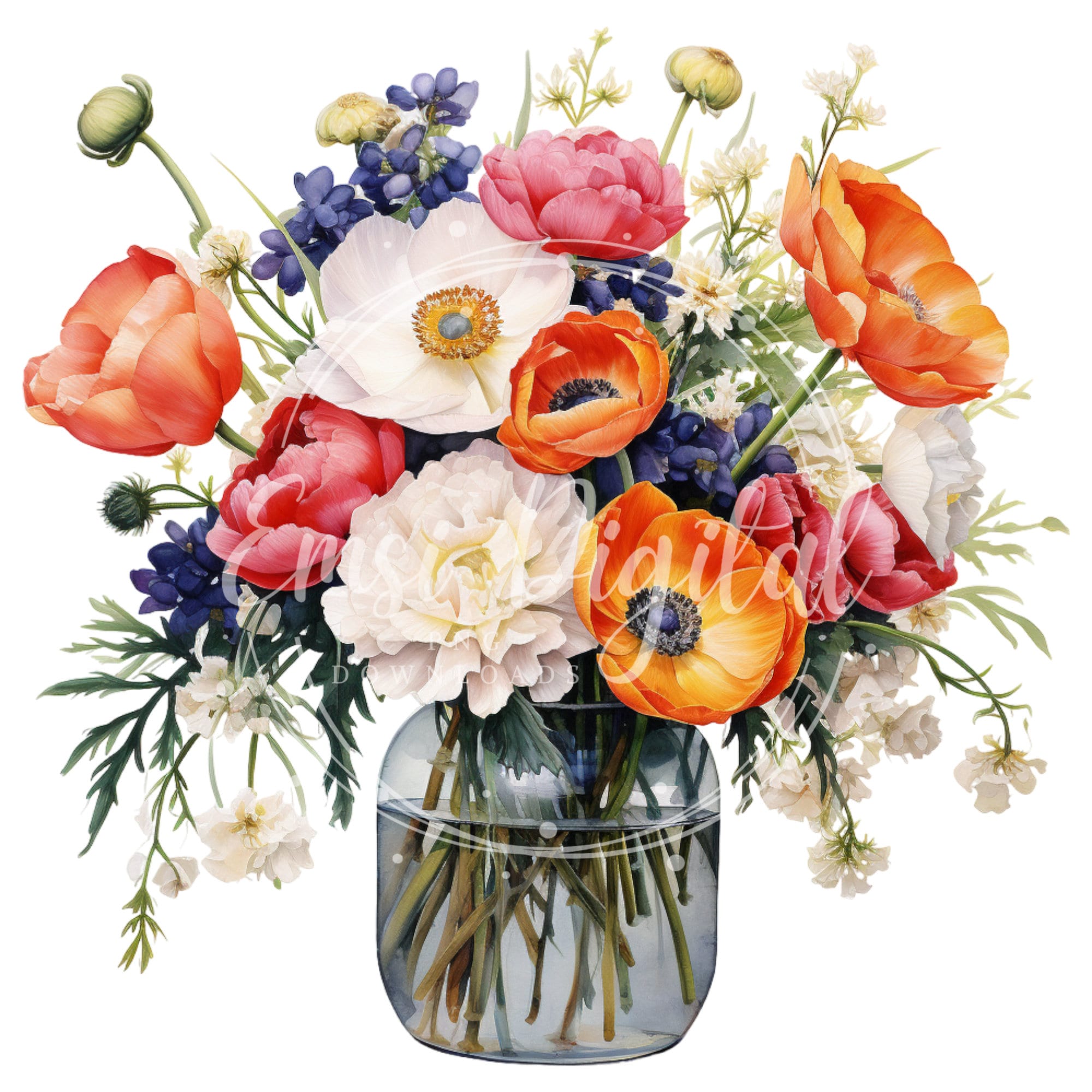 Flower Jar Clipart Transparent PNG High-quality Watercolor - Etsy