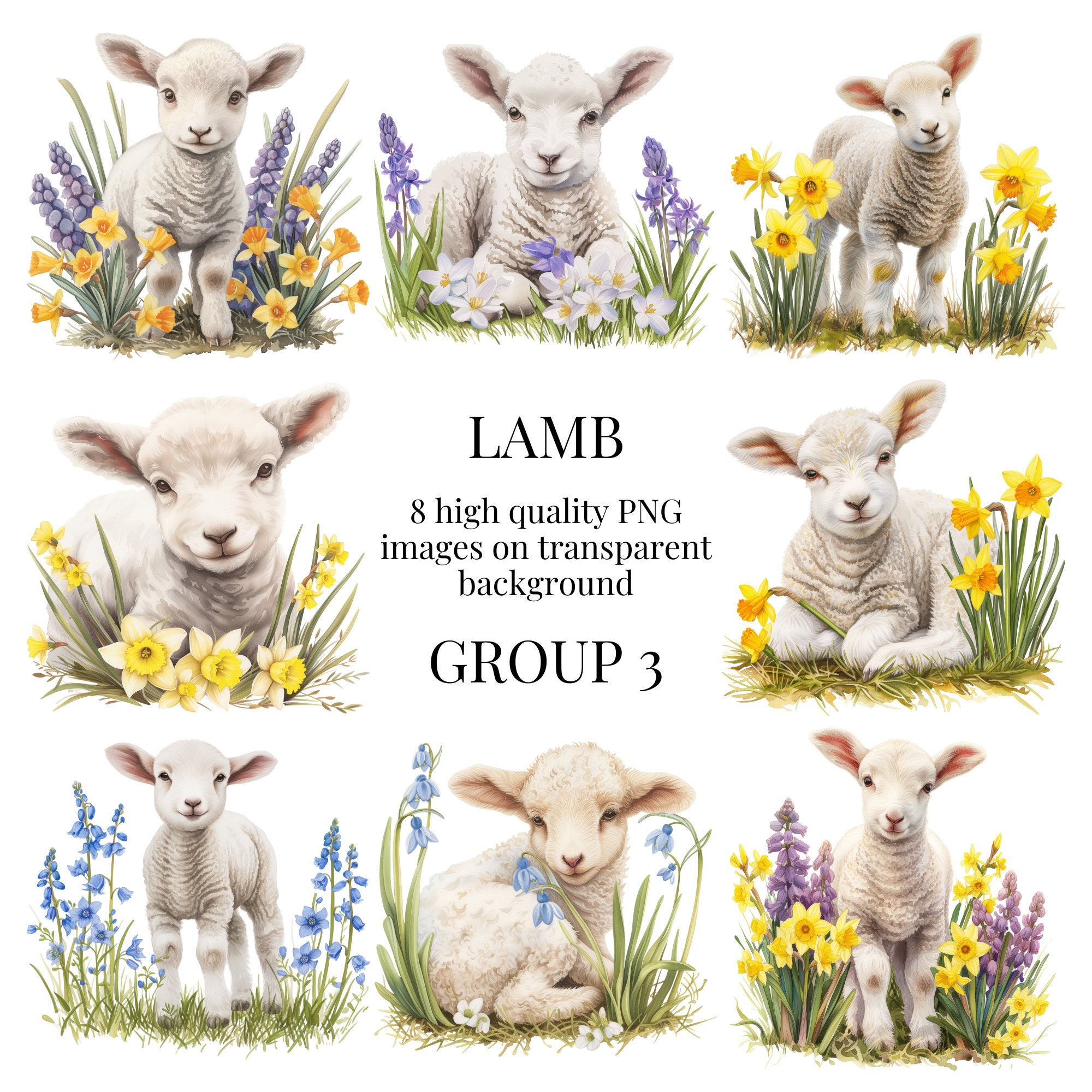 Spring Lamb Clipart | High-quality Transparent PNG | Watercolor Sheep ...