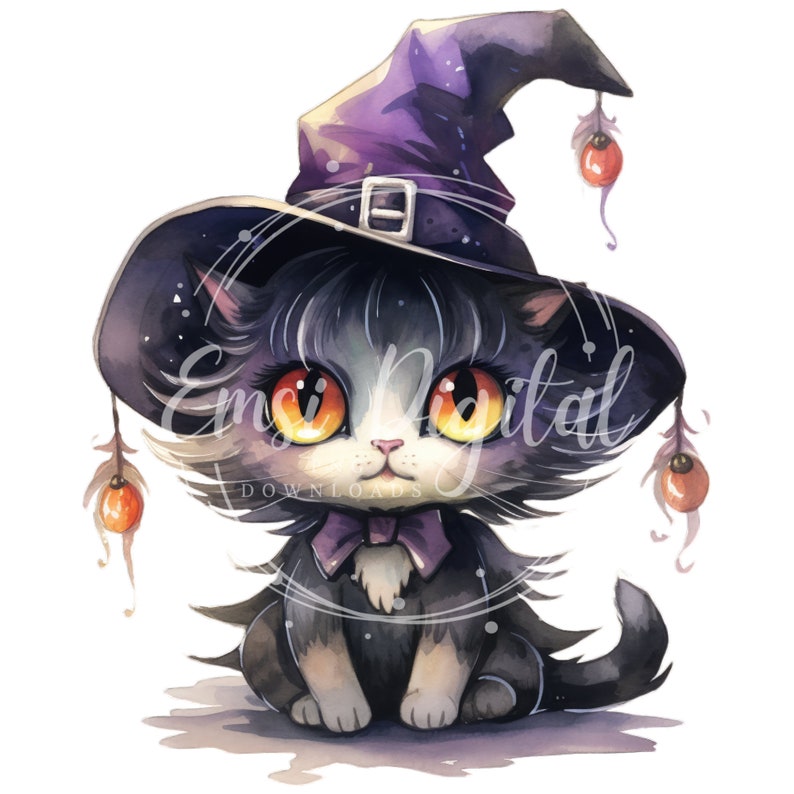 Halloween Witch Cat Clipart High-quality Transparent PNG - Etsy