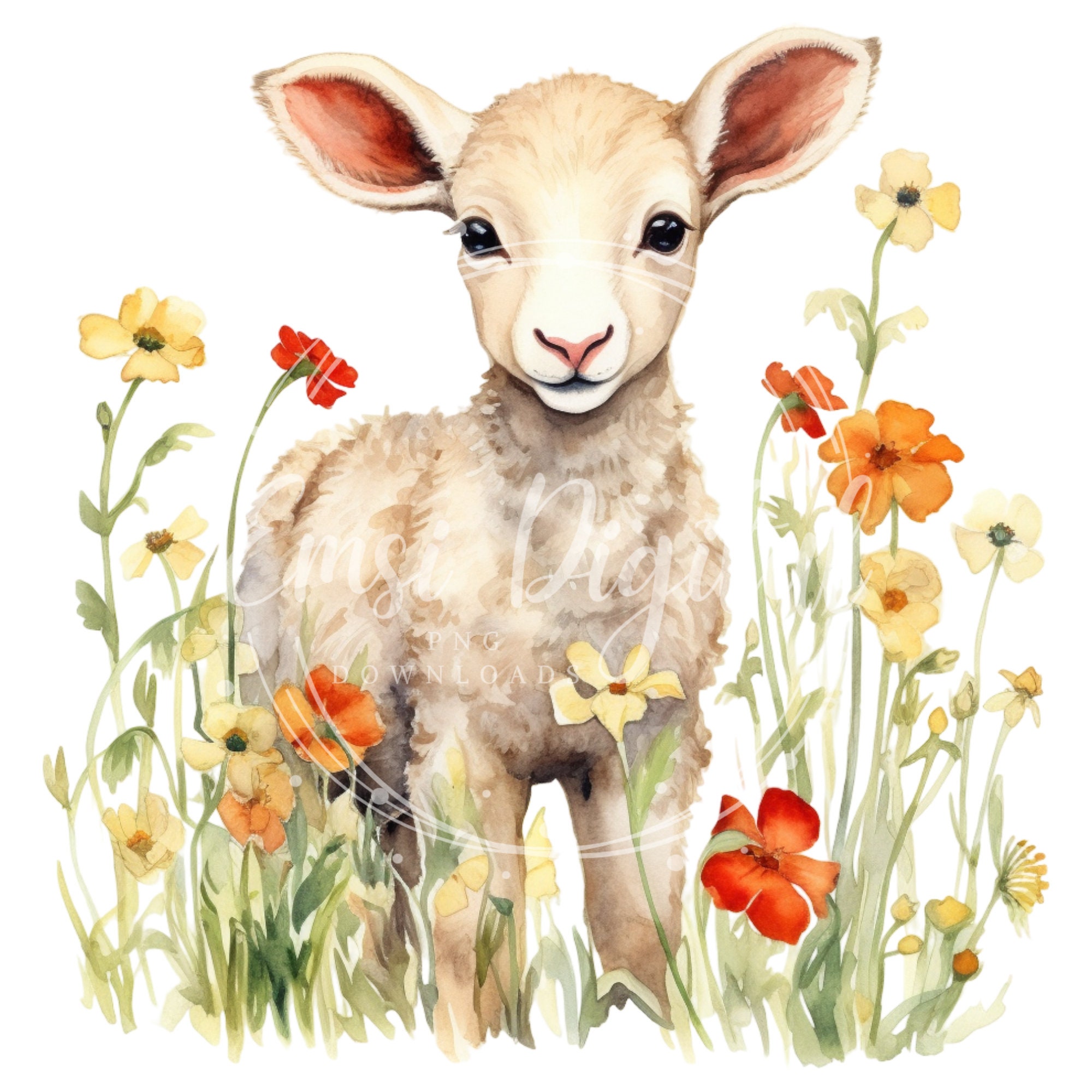 Floral Lamb Clipart High-quality Transparent PNG - Etsy