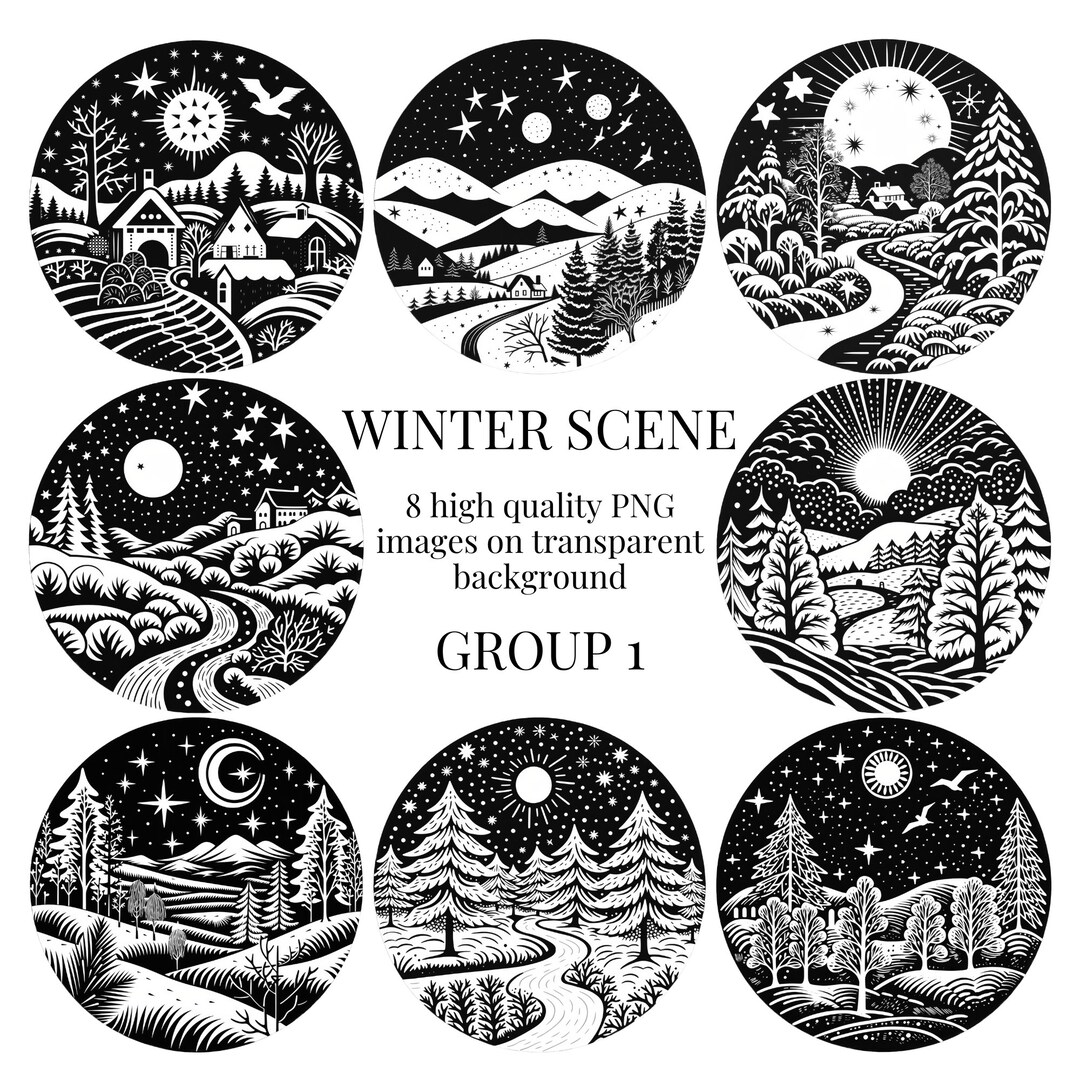 Winter Scene Clipart | Transparent PNG | High-quality Watercolor ...