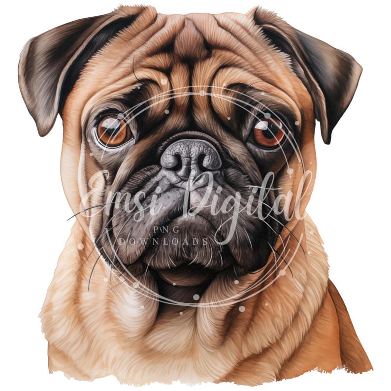 Pug Clipart | High-quality Transparent PNG | Watercolor Dog ...