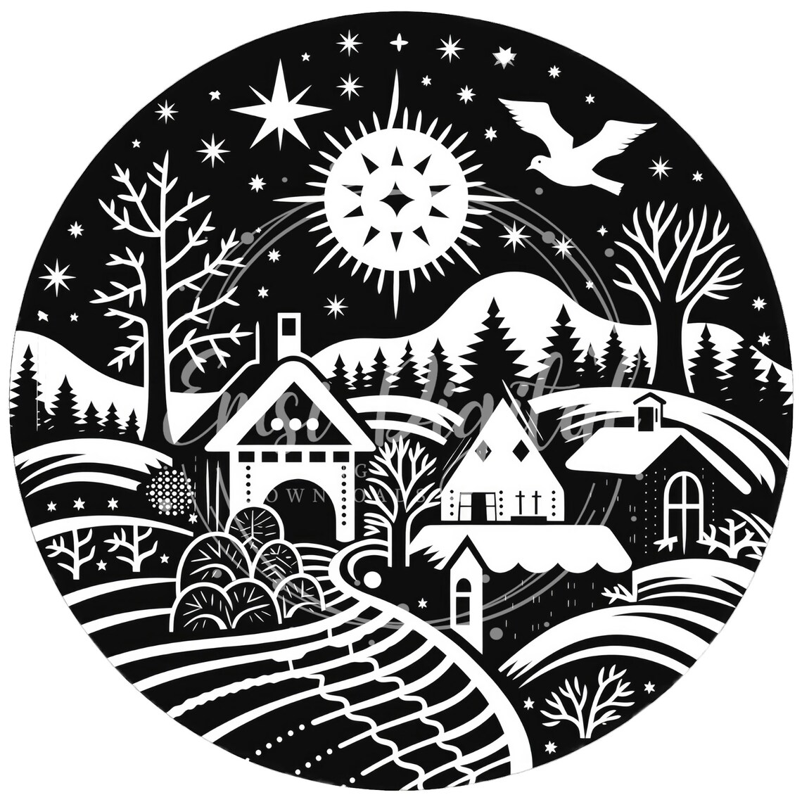 Winter Scene Clipart | Transparent PNG | High-quality Watercolor ...