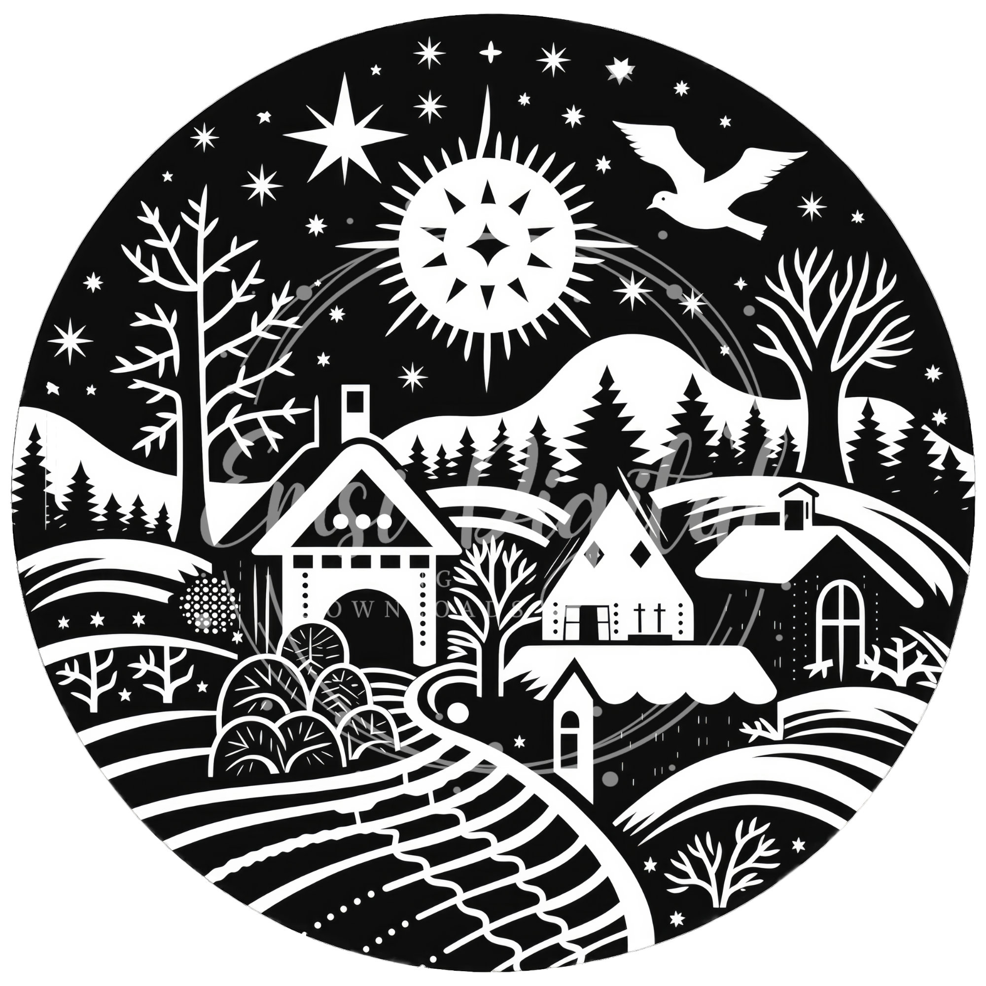 Winter Scene Clipart | Transparent PNG | High-quality Watercolor ...