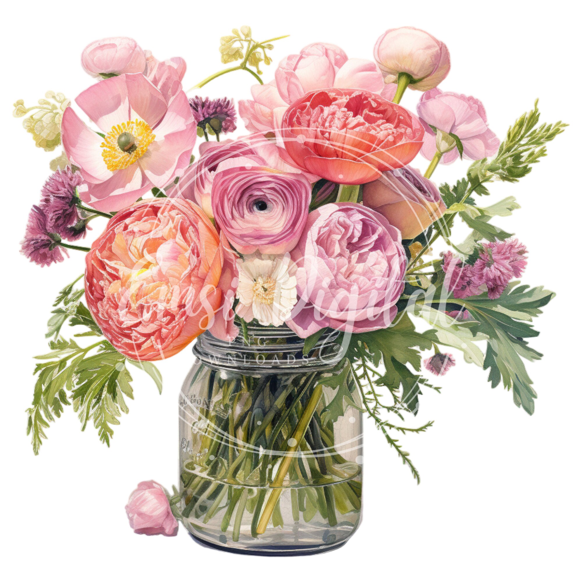 Flower Jar Clipart Transparent PNG High-quality Watercolor - Etsy