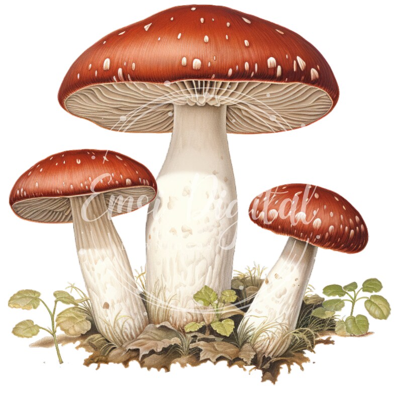Botanical Mushroom Clipart Transparent PNG High-quality Watercolor ...
