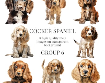 Cocker Spaniel Puppy Clipart 10 High-quality Jpgs Watercolor ...