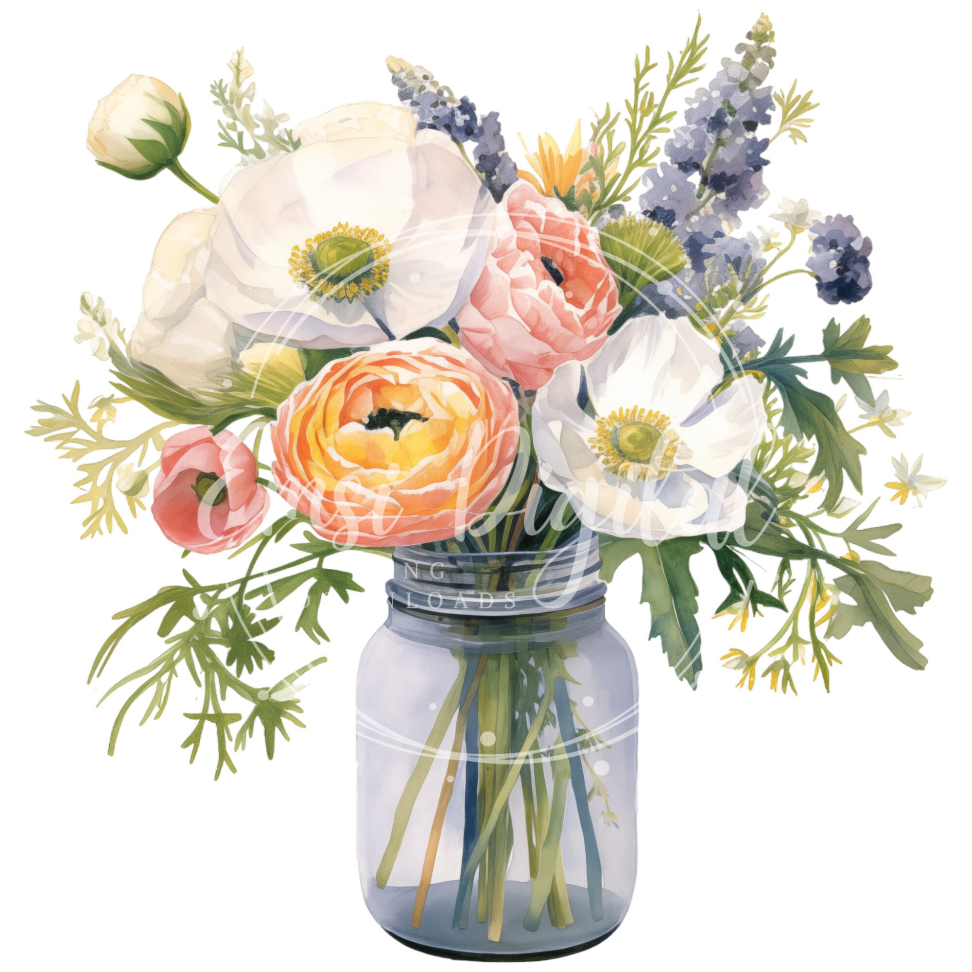 Flower Jar Clipart Transparent PNG High-quality Watercolor Illustration ...
