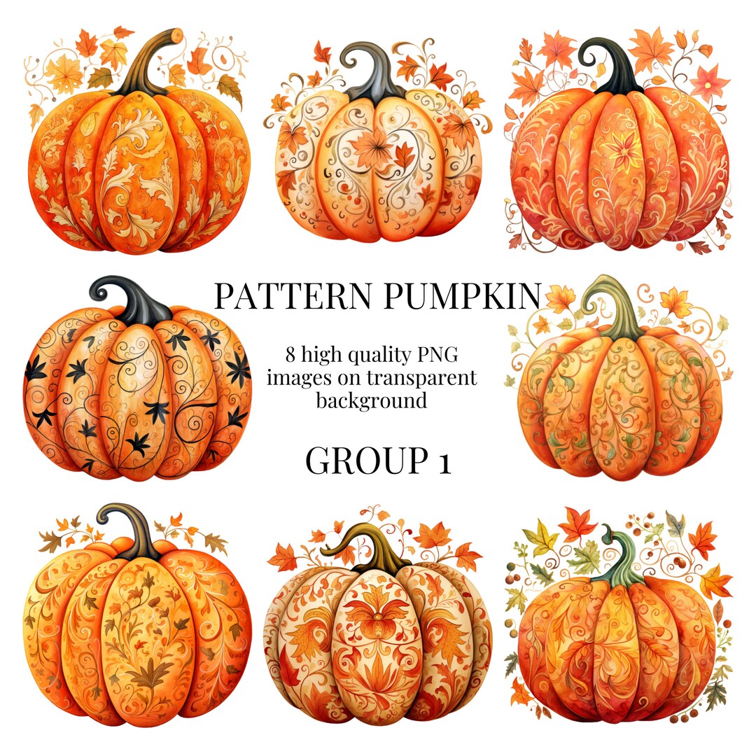 Pattern Pumpkin Clipart | High-quality Transparent PNG | Watercolor ...