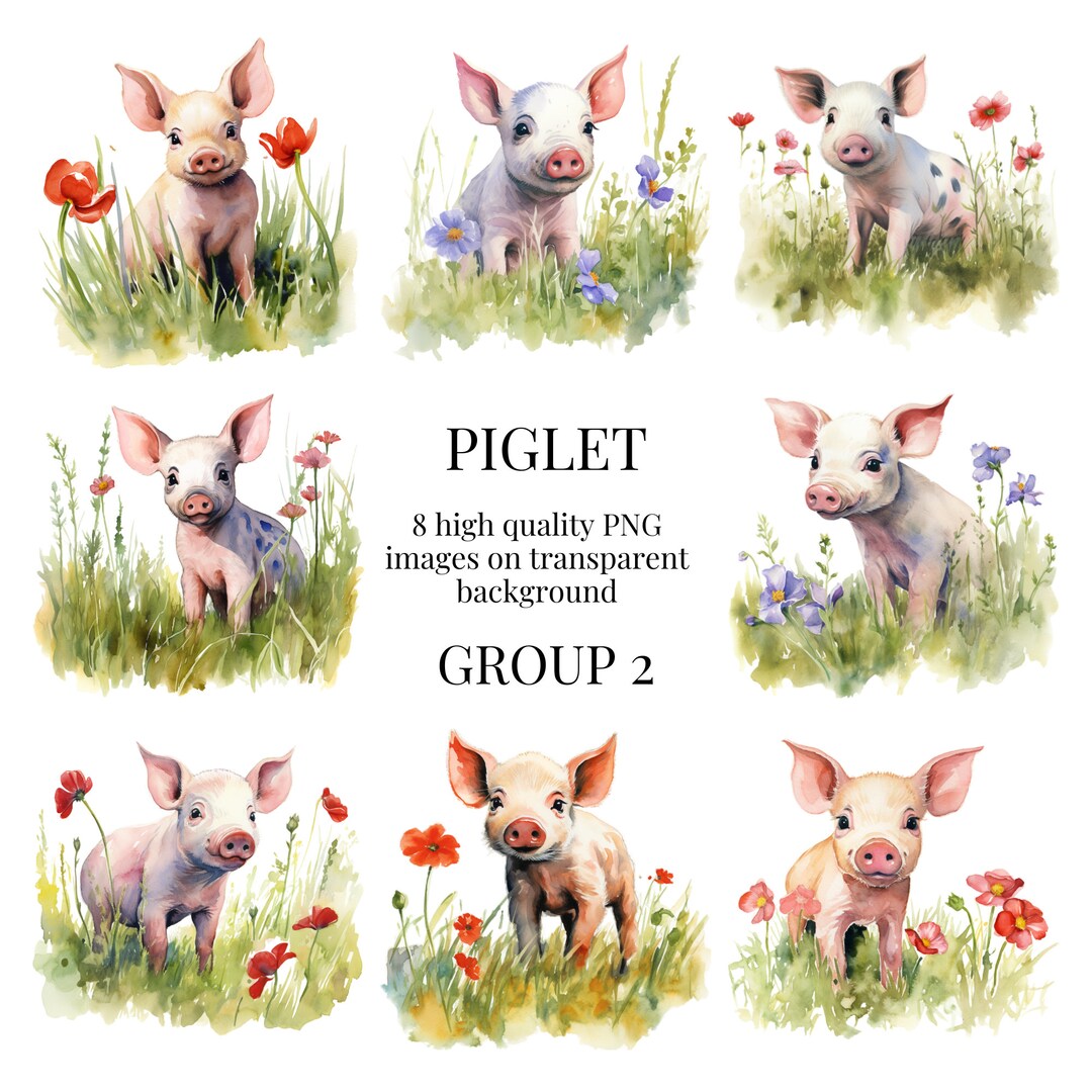 Piglet Clipart High-quality Transparent PNG Watercolor Pig - Etsy