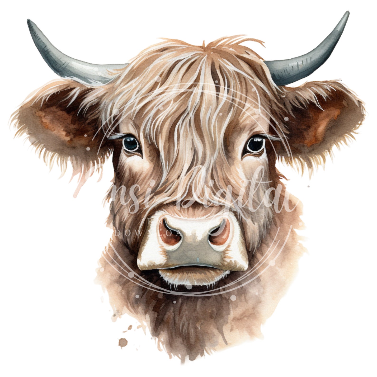 Highland Cattle Clipart High-quality Transparent PNG Watercolor Cow ...