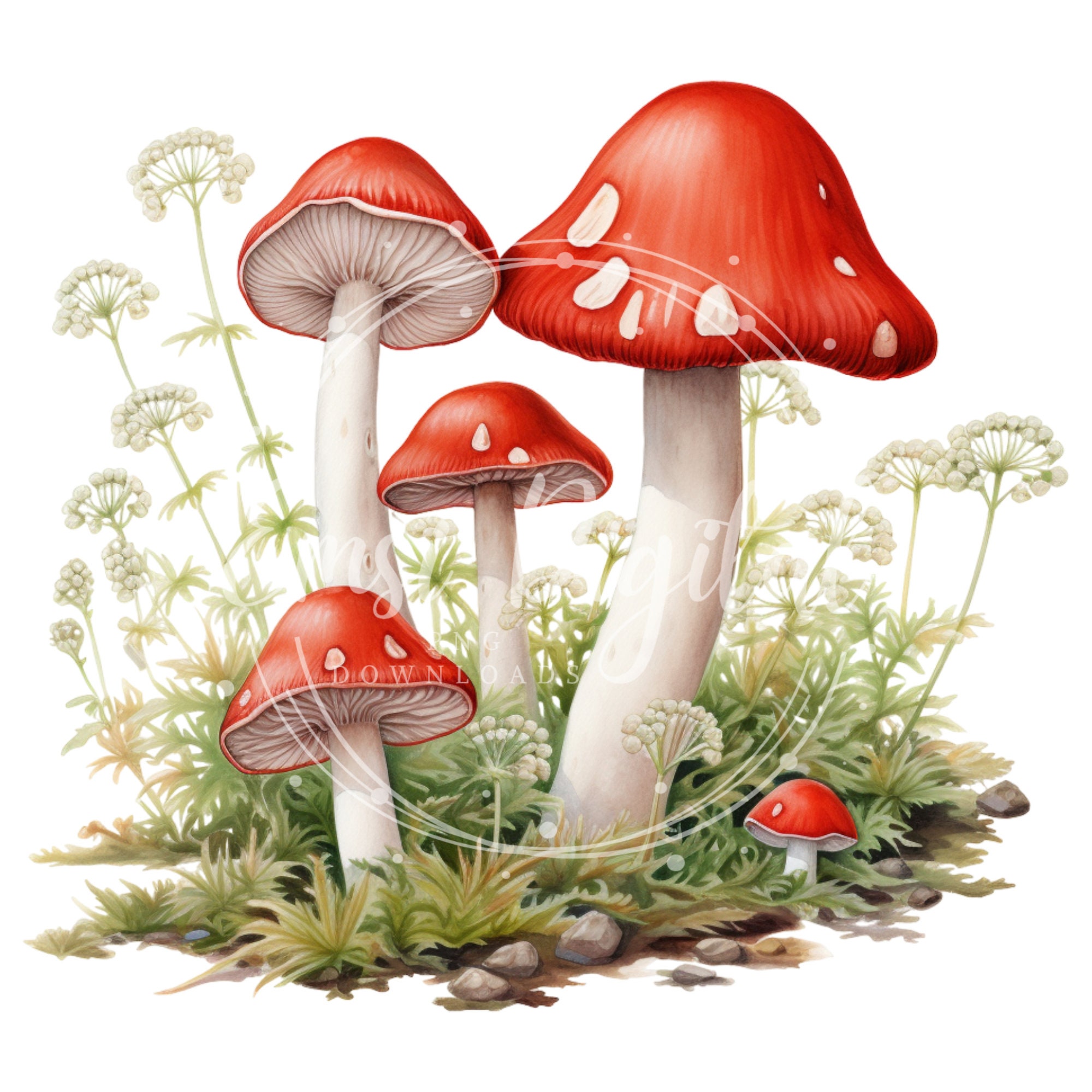 Toadstools Clipart High-quality Transparent PNG Watercolor - Etsy