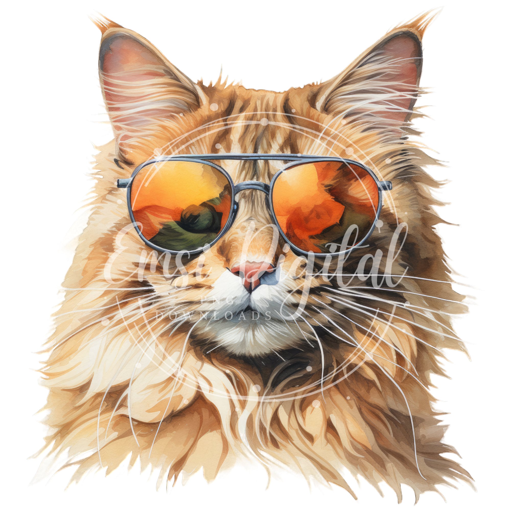 Cool Cats Clipart Transparent PNG High-quality Watercolor - Etsy