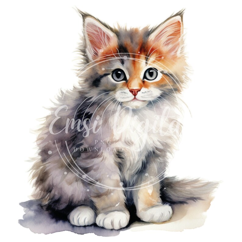 Kitten Clipart High-quality Transparent PNG Watercolor Cat - Etsy