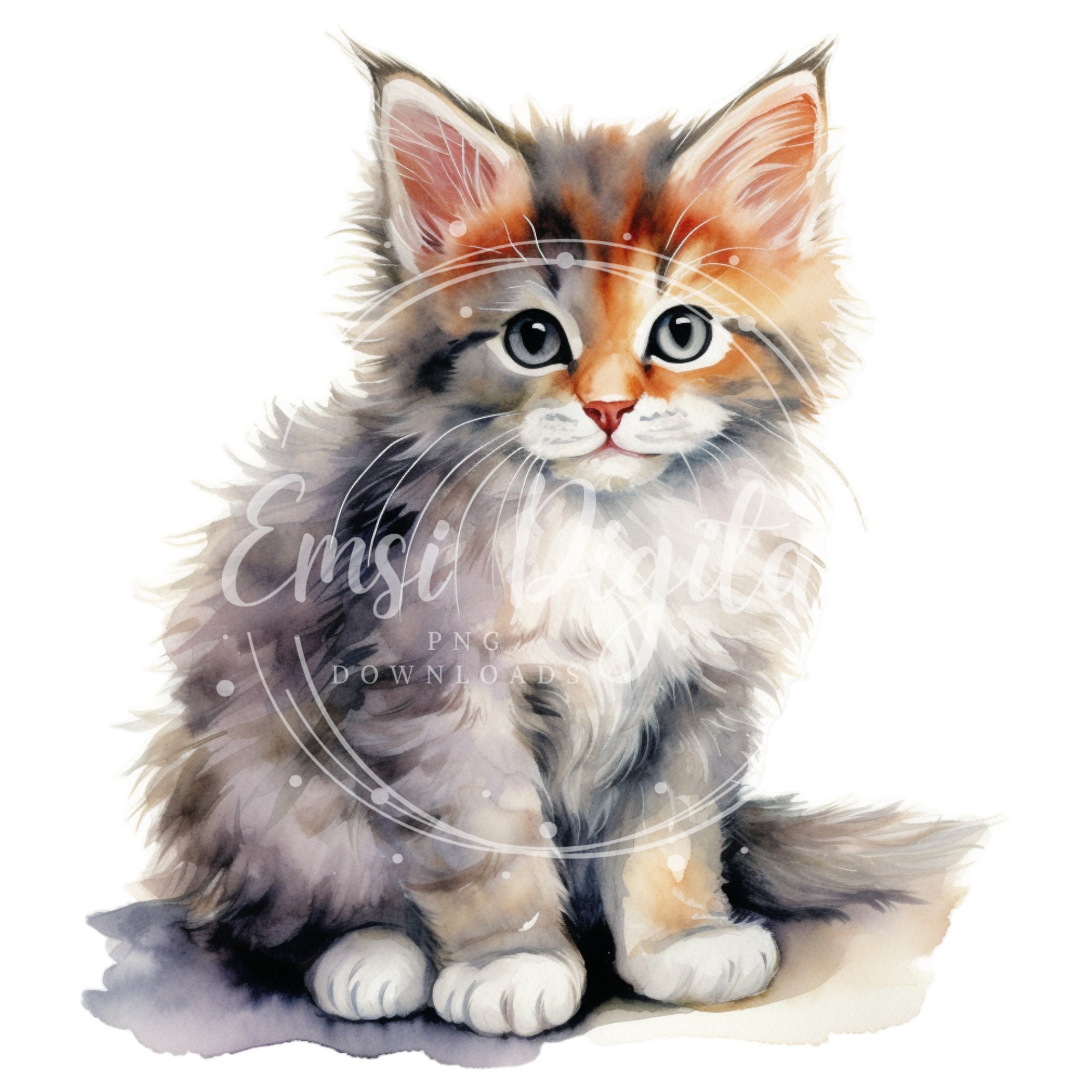 Kitten Clipart High-quality Transparent PNG Watercolor Cat - Etsy