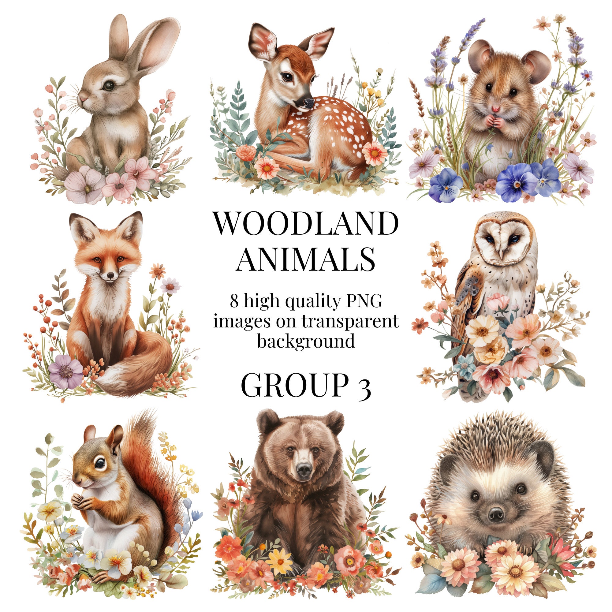 Floral Woodland Animal Clipart | High-quality Transparent PNG ...