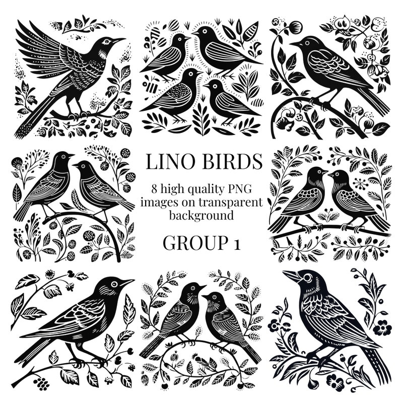 Bird Cards Lino - Etsy