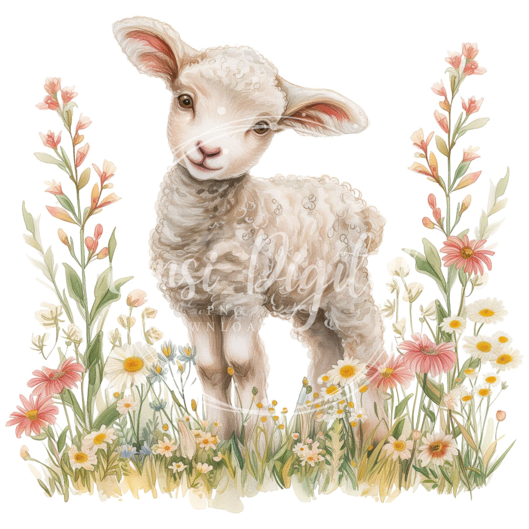 Floral Lamb Clipart High-quality Transparent PNG Watercolor Sheep ...