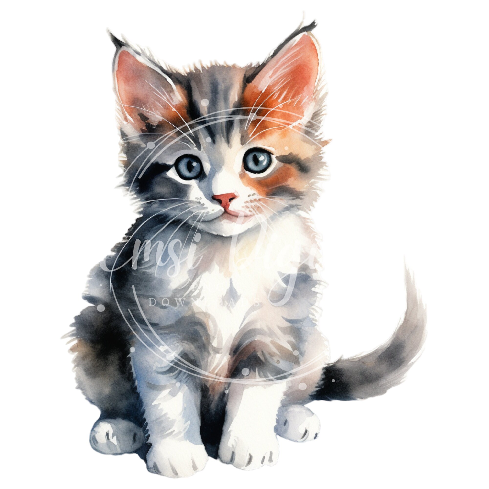 Kitten Clipart High-quality Transparent PNG Watercolor Cat - Etsy
