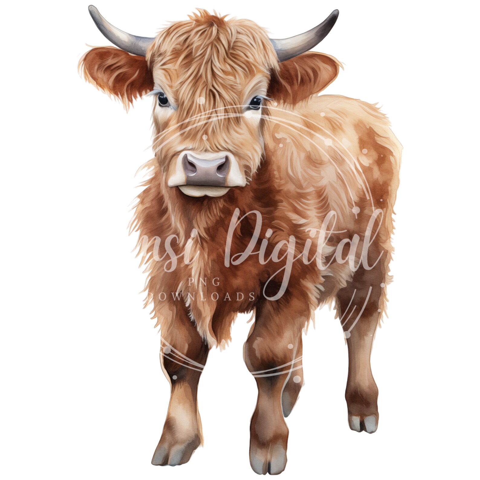 Highland Cattle Clipart | High-quality Transparent PNG | Watercolor Cow ...