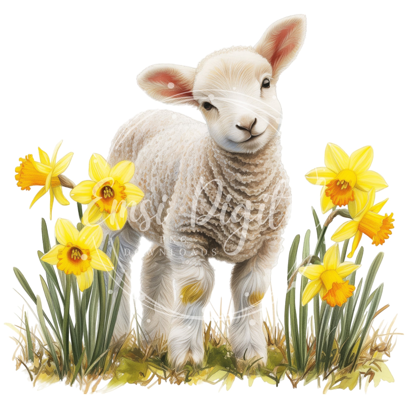 Spring Lamb Clipart | High-quality Transparent PNG | Watercolor Sheep ...