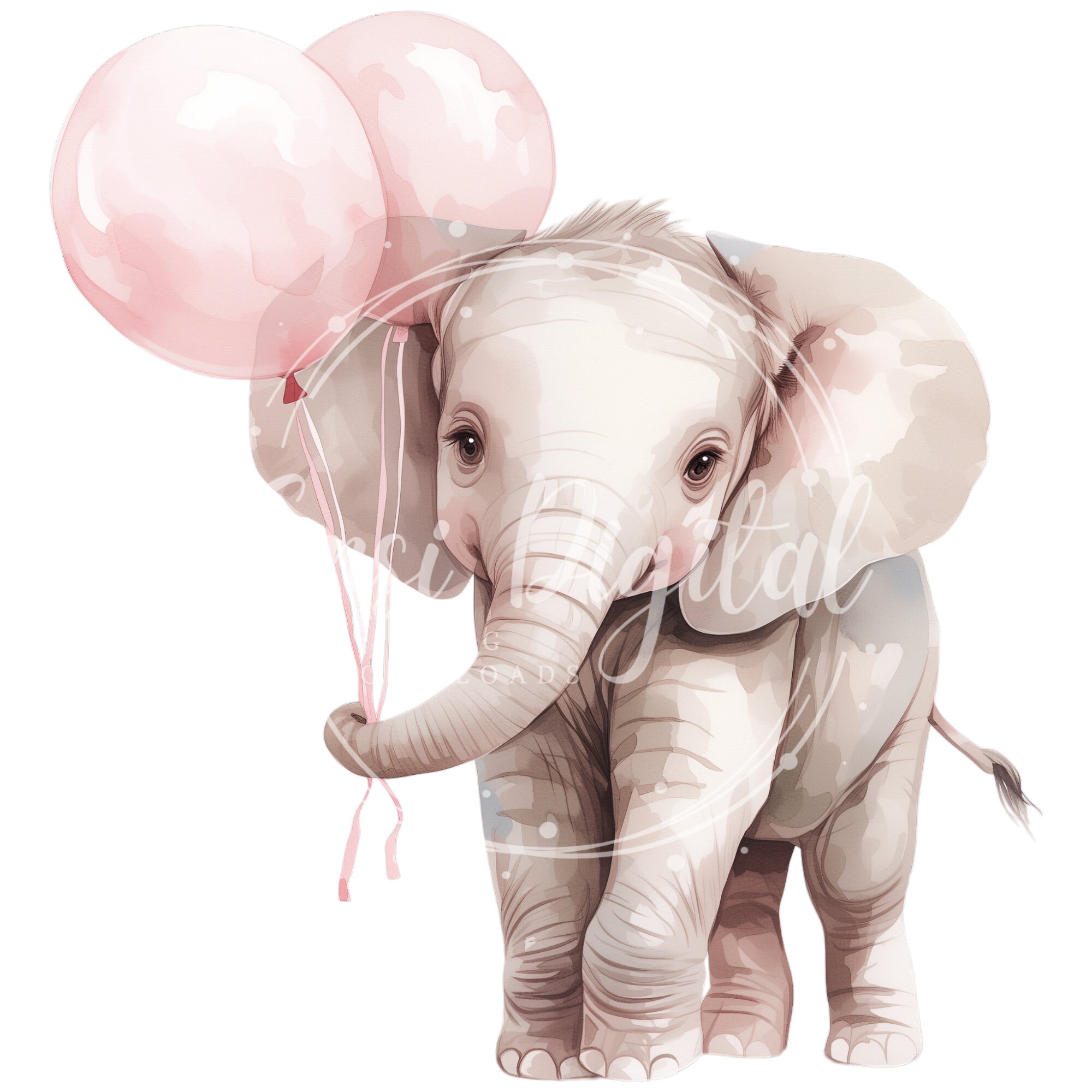 Baby Girl Elephant Clipart High-quality Transparent PNG Watercolor ...