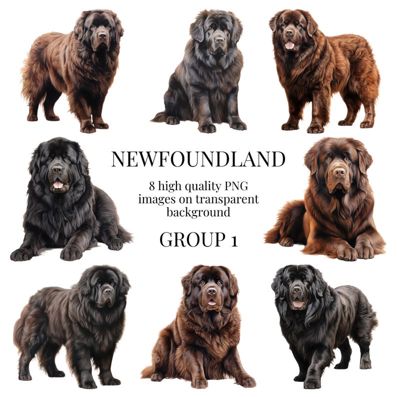 Newfoundland Dog Clipart | High-quality Transparent PNG | Watercolor ...