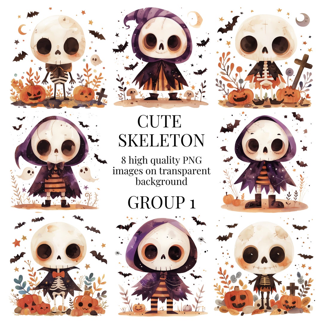 Cute Skeleton Clipart | Transparent PNG | High-quality Illustration ...