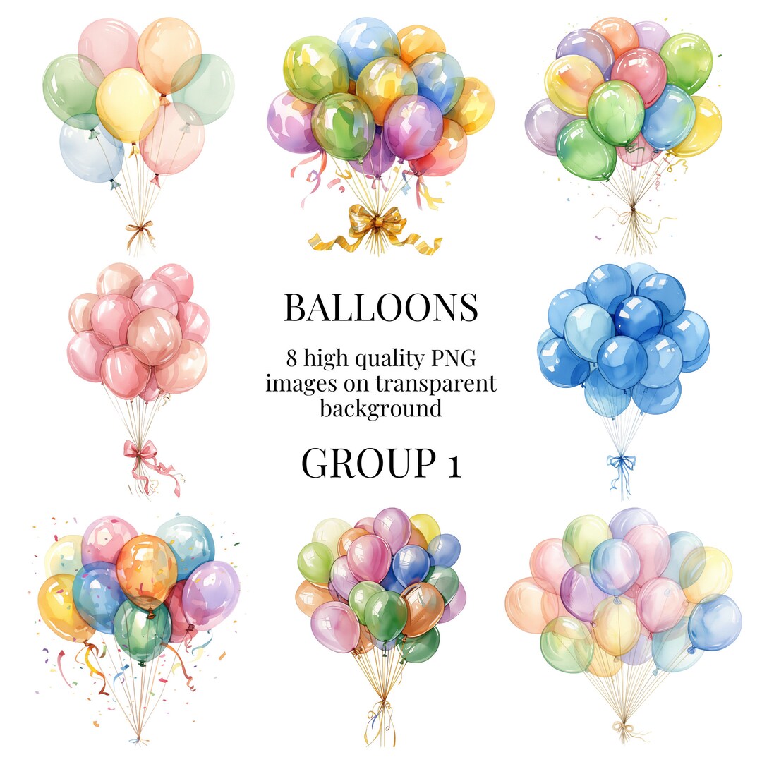 Balloon Clipart High-quality Transparent PNG Watercolor Party ...