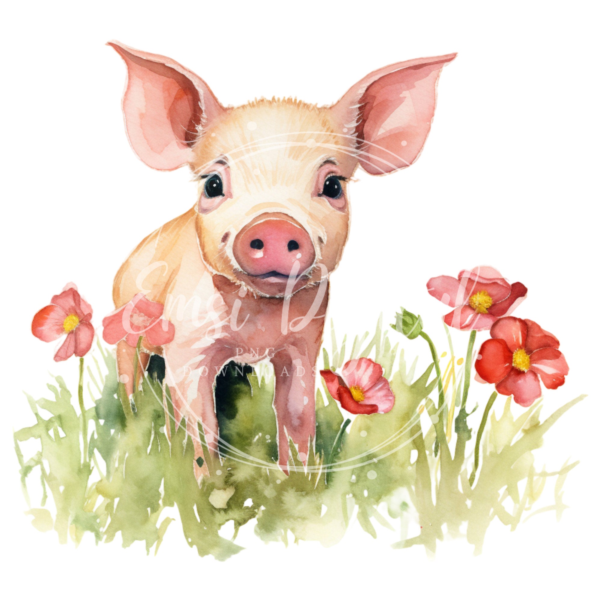 Piglet Clipart High-quality Transparent PNG Watercolor Pig - Etsy