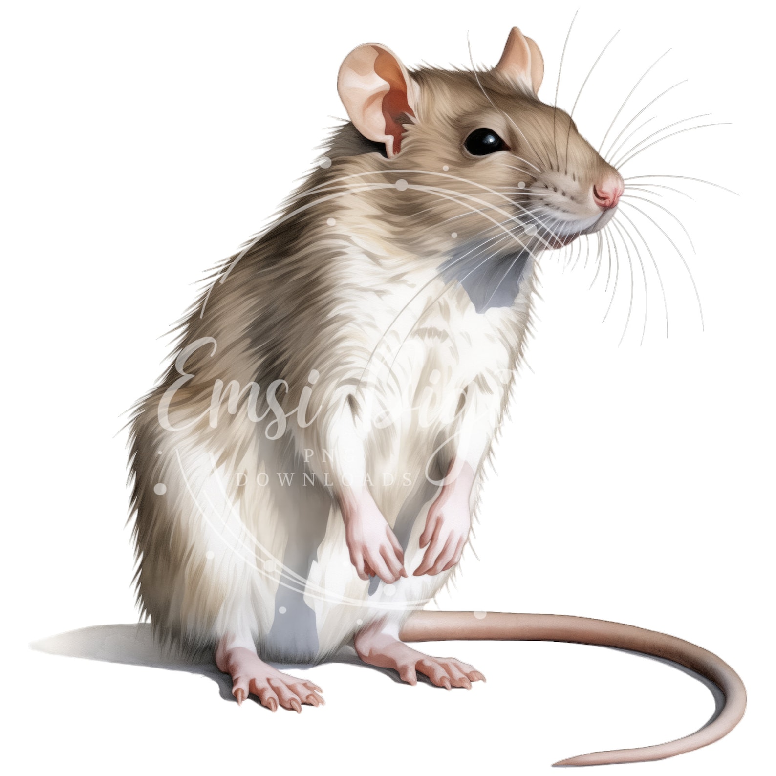 Cute Rat Clipart | High-quality Transparent PNG | Watercolor Rodent ...