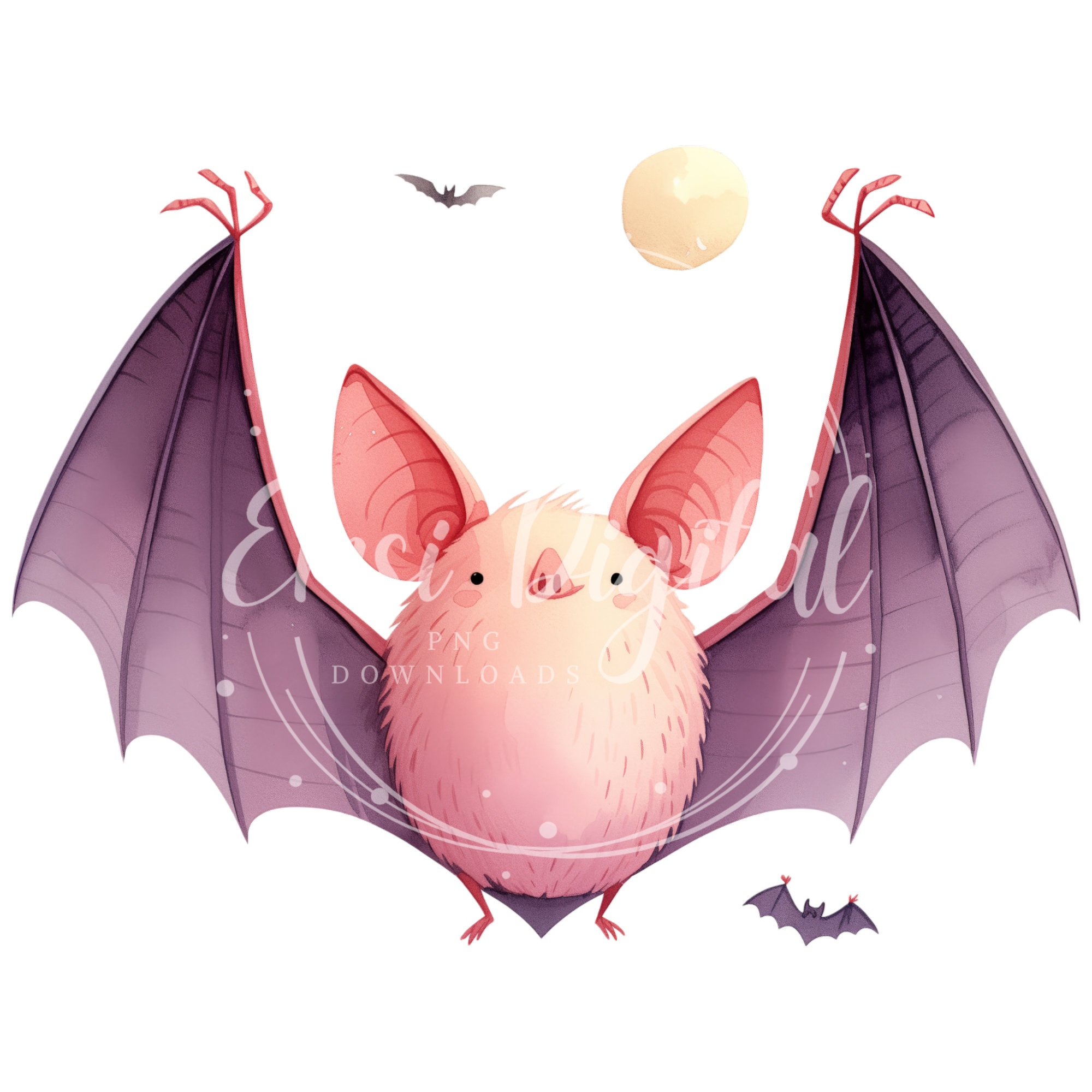 Cute Bat Clipart | High-quality Transparent PNG | Watercolor ...