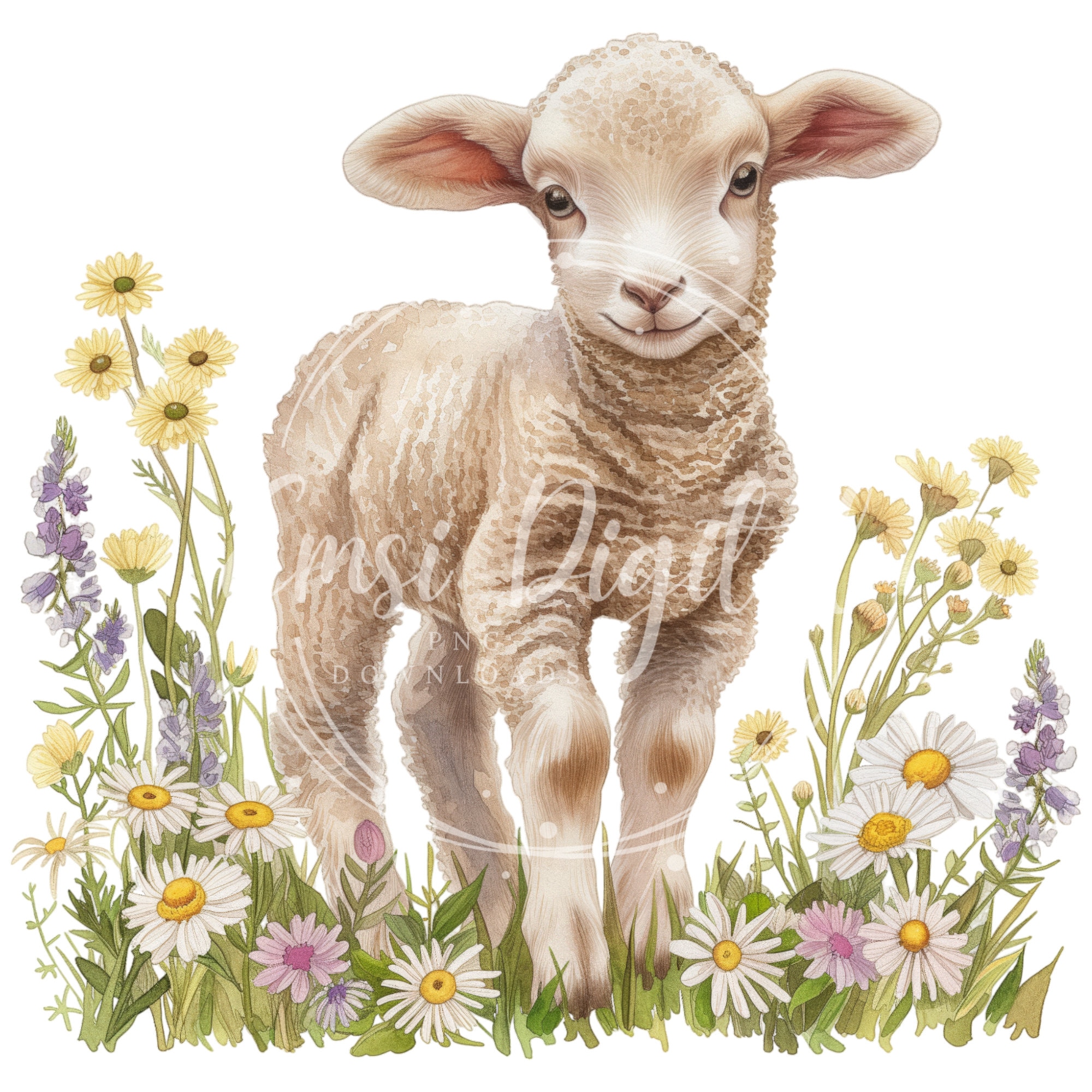 Floral Lamb Clipart High-quality Transparent PNG Watercolor Sheep ...